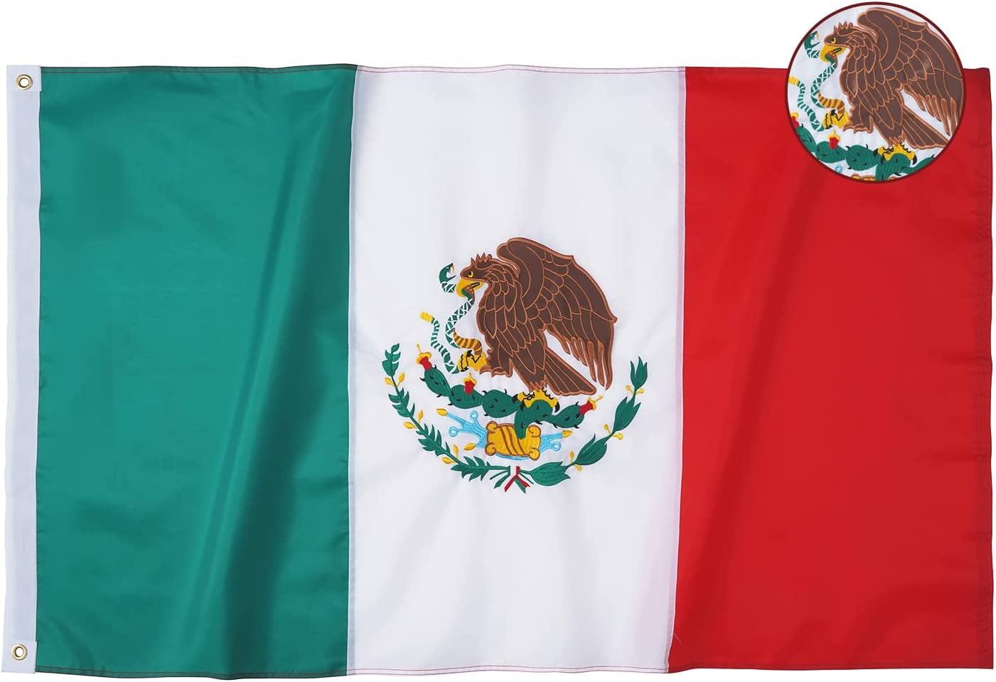 Mexican Flag Bandera de Mexico 3X5 Embroidered Flags Sewn Stripes 240D ...