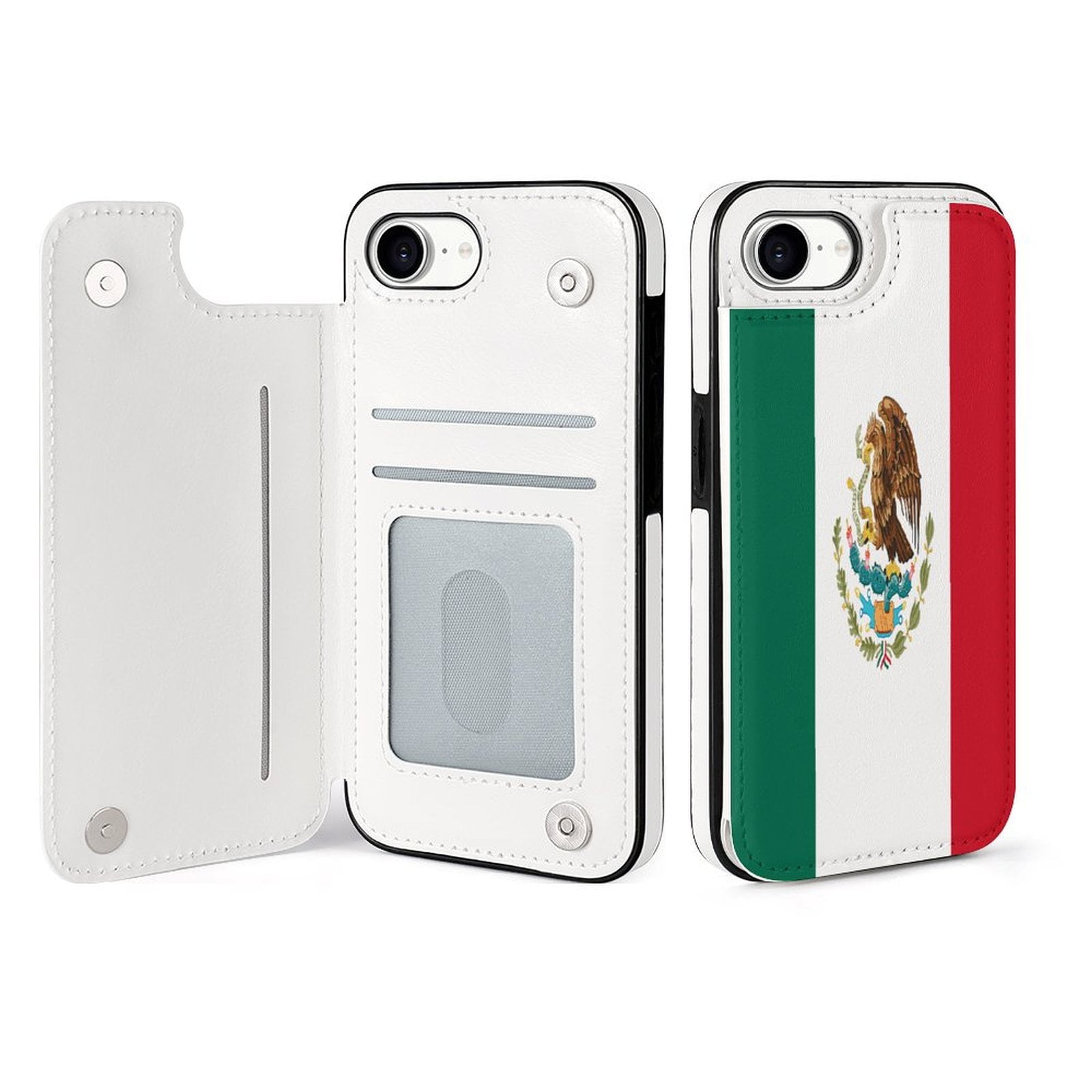 Mexican Flag Leather Wallet Case for iPhone 16 Pro Max 16E 16SE4 16PRO Wallet Case Card Holder ...