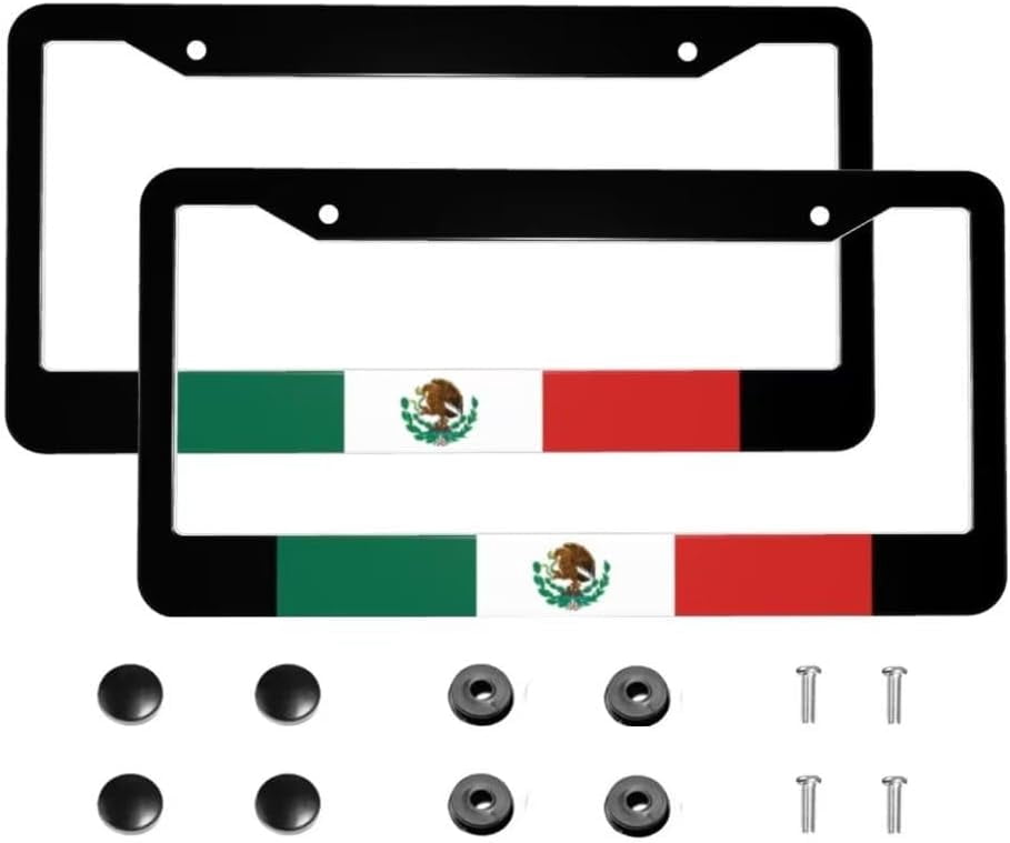 Mexican Flag License Plate Frames Flag Decoration Car Tags Black ...