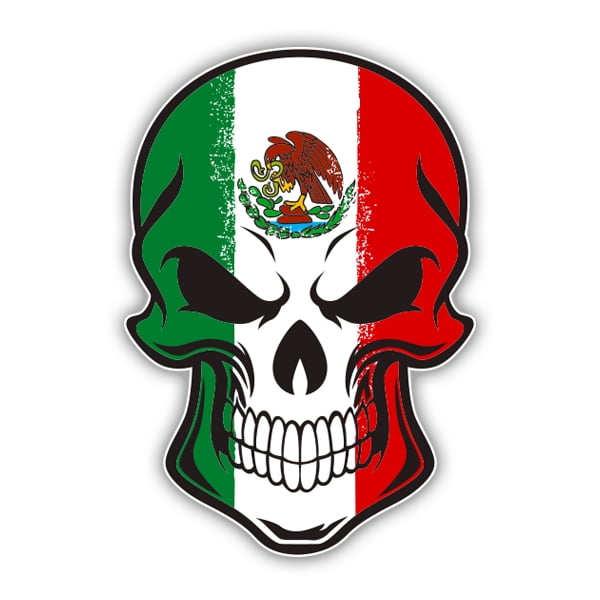 Mexican Flag Skull - 12" Vinyl Sticker Waterproof Decal - Walmart.com