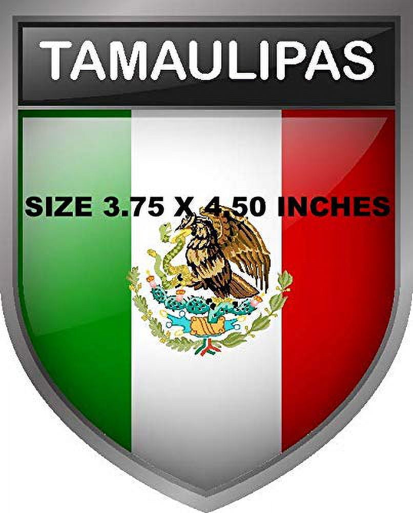 Mexican Flag Sticker (Pack of 2) Decal, Tamaulipas, Bandera de Mexico ...