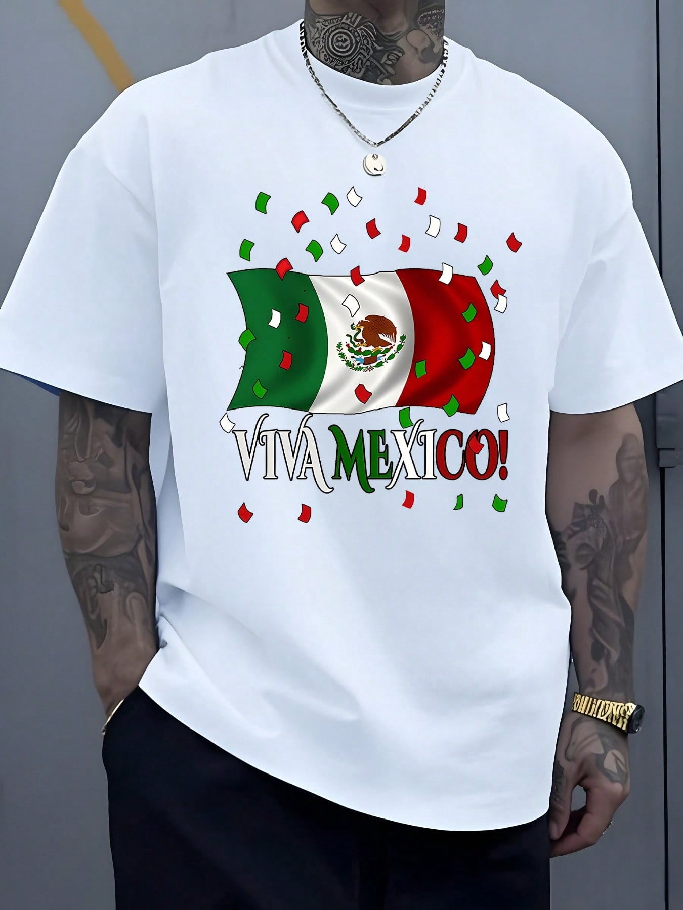 Mexican Flag Waving With Bold Viva Mexico Slogan Surrounded By Festive ...