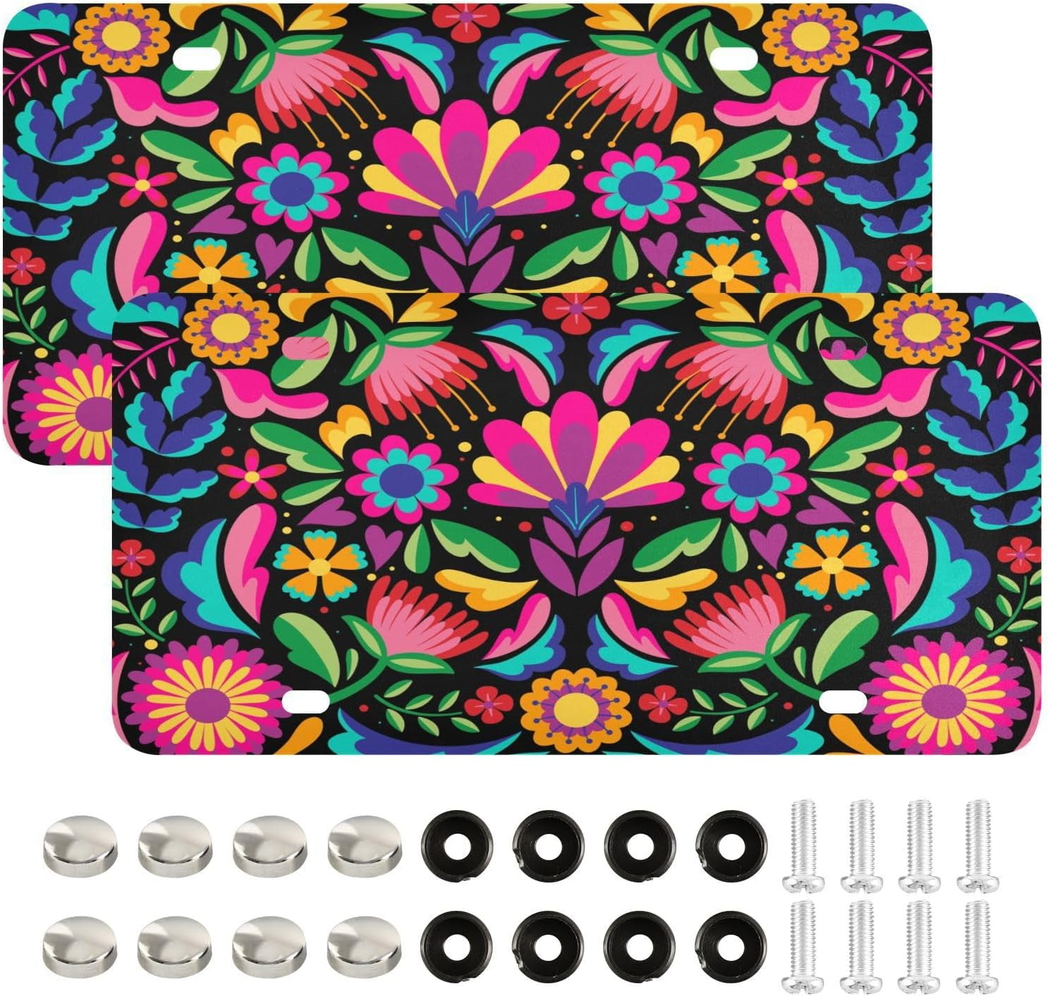 Mexican Floral License Plates Front License Plate Covers Metal Car Tag ...