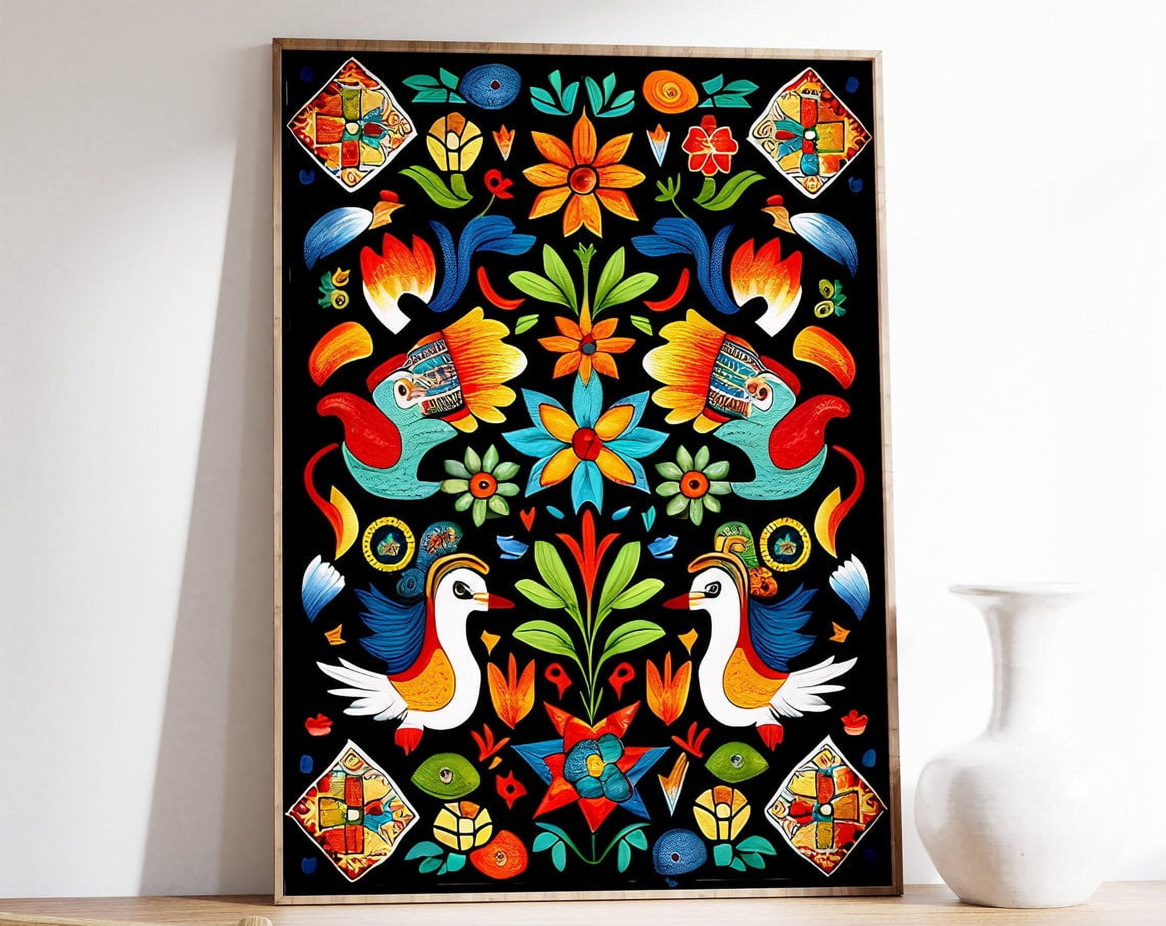 Mexican Floral Poster, Mexican Art Print, Floral Wall Art, Psychedelic ...