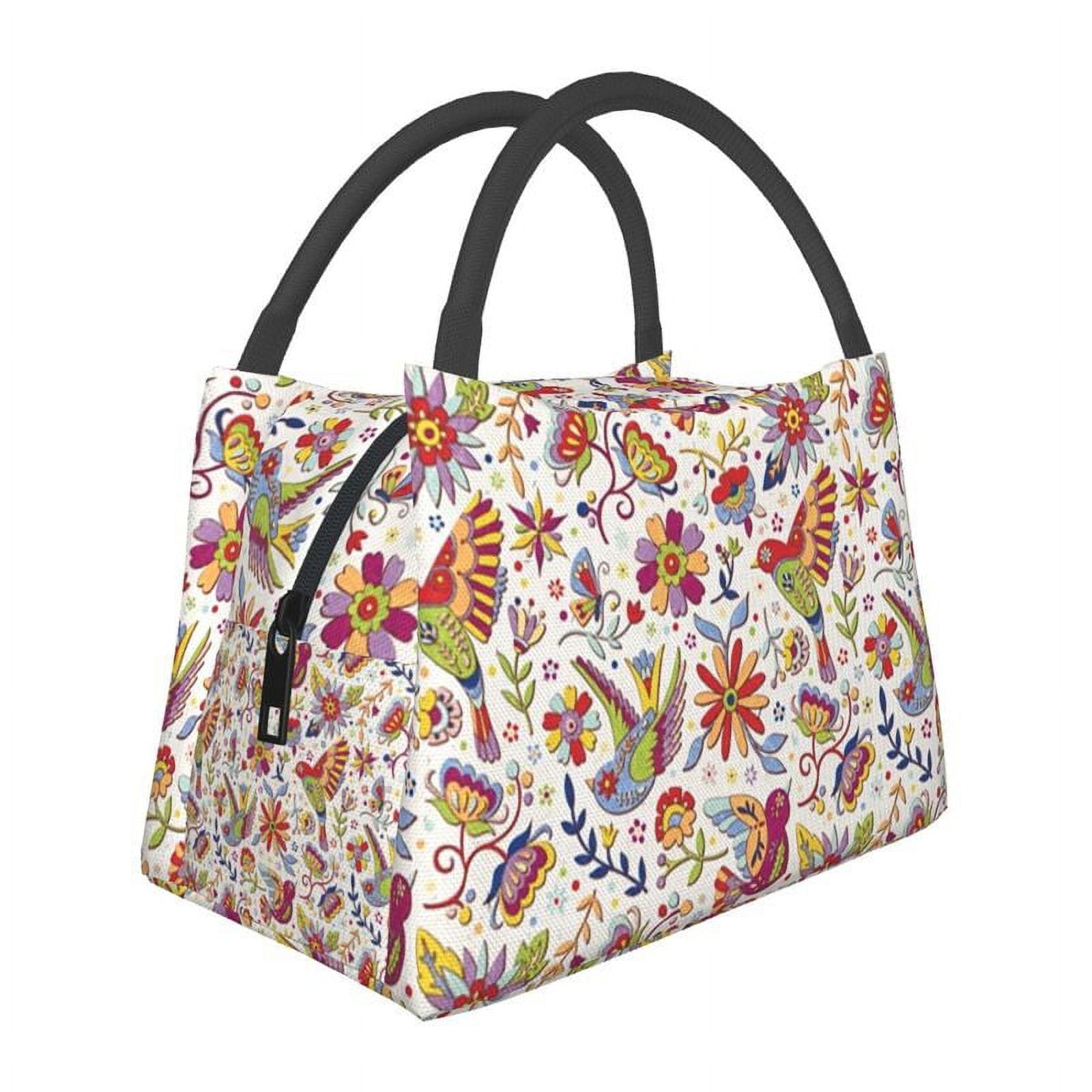Mexican Flower Otomi Pattern Lunch Box Women Mexico Thermal Cooler Food ...