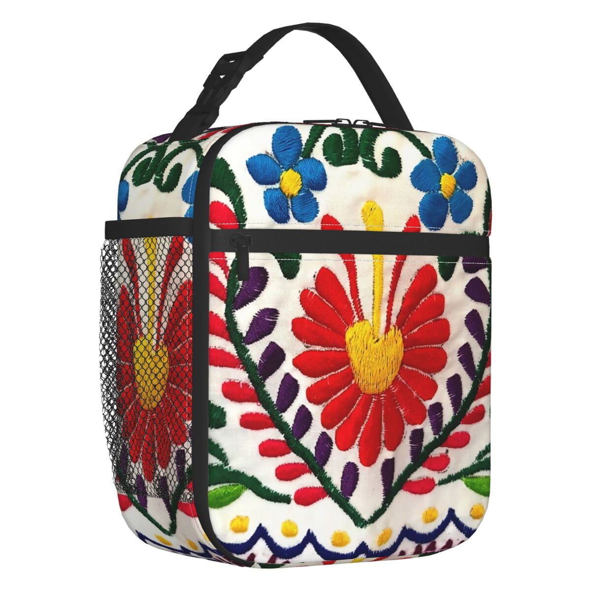 Mexican Flowers 3D Print Embroidery Pattern Portable Lunch Boxes ...