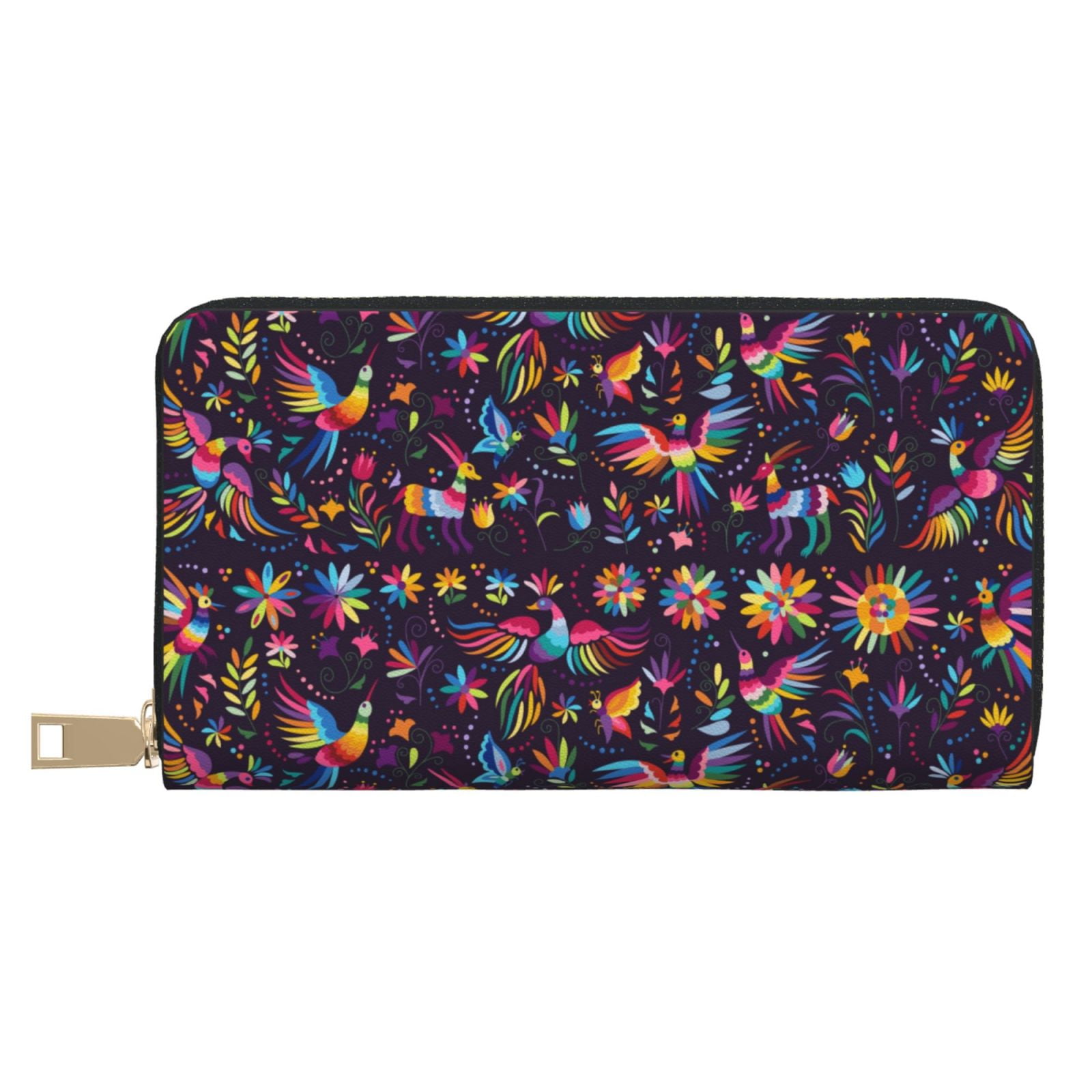 Mexican Flowers Birds Wallet Women, Leather Bifold Multi Card Wallet ...