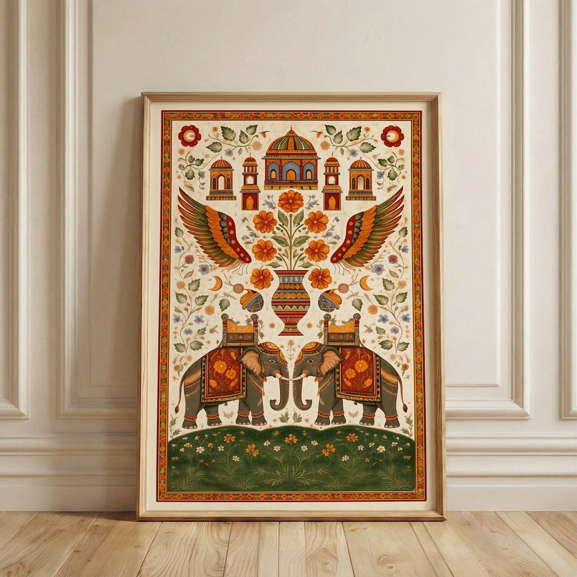 Mexican Folk Art Style Elephant Indian Inspired Maximalist Floral ...