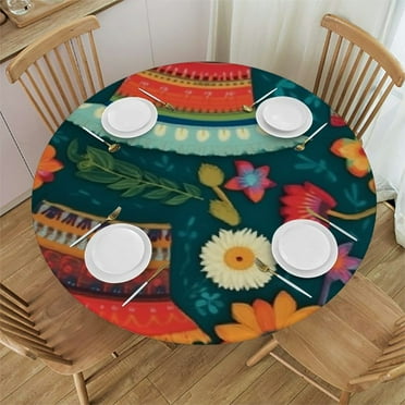 LAMINET Deluxe Elastic Edged Flannel Backed Vinyl Fitted Table Cover ...