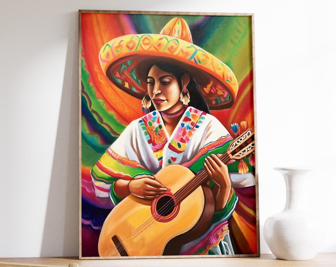 Mexican Folk Poster, Colourful Mexican Art Traditional Mexican Artwork ...