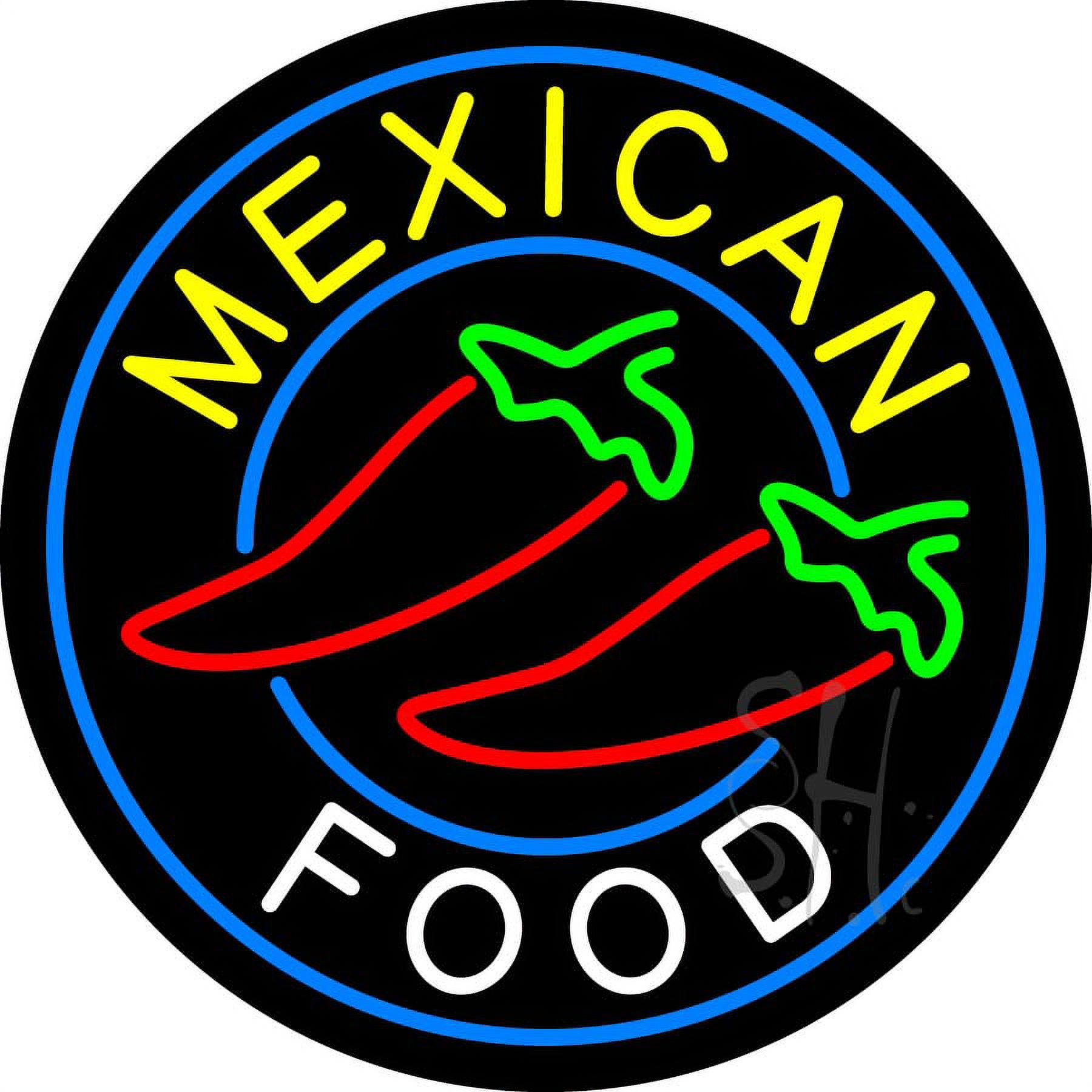 Mexican Food LED Neon Sign 26 x 26 - inches, Black Square Cut Acrylic ...
