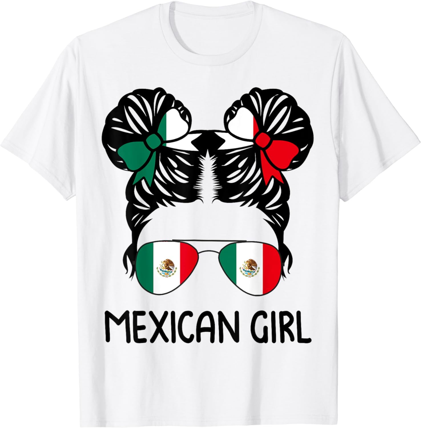 Mexican Girl Messy Hair Mexican Flag Mexico Pride Women Kids T-Shirt - Walmart.com