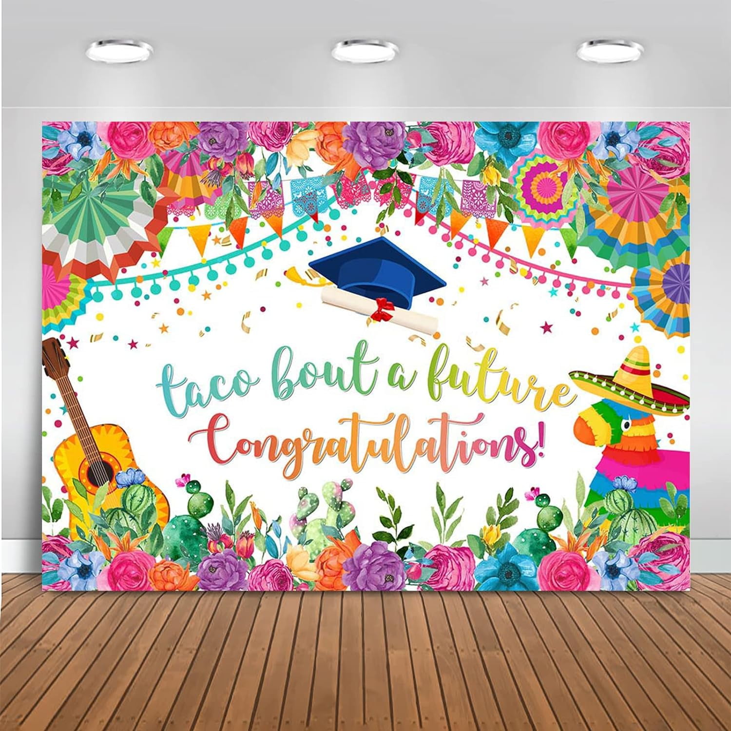 Mexican Graduation Backdrop Congrats Grad Fiesta Party Decorations Taco ...