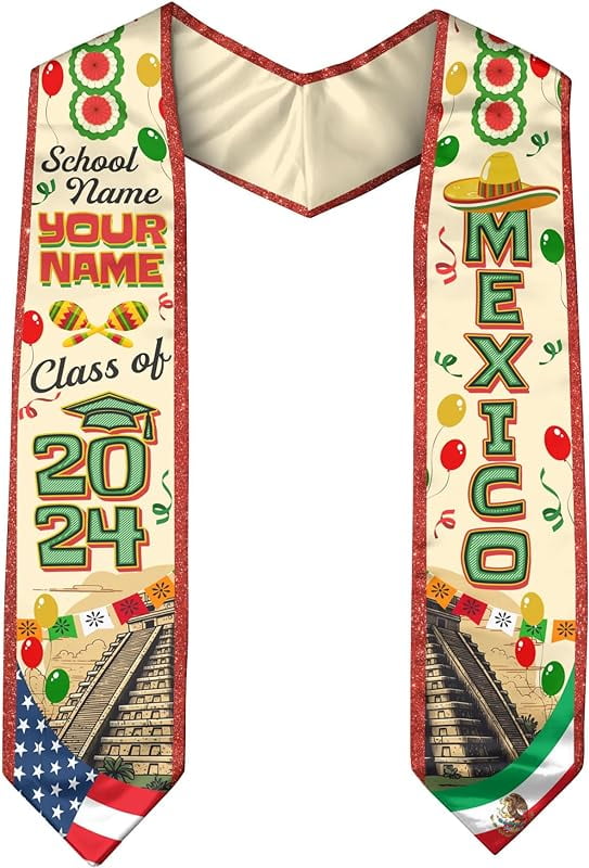 Mexican Graduation Sash, Mexican American Flag Graduation Sash 2024 ...
