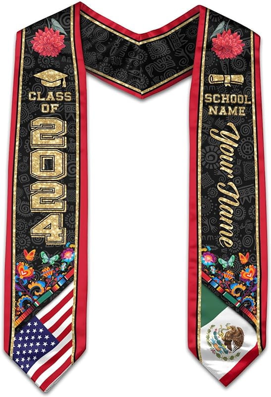 Mexican Graduation Sash, Mexican American Flag Graduation Sash 2024 ...