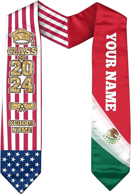 Mexican Graduation Sash, Mexican American Flag Graduation Sash 2024 ...