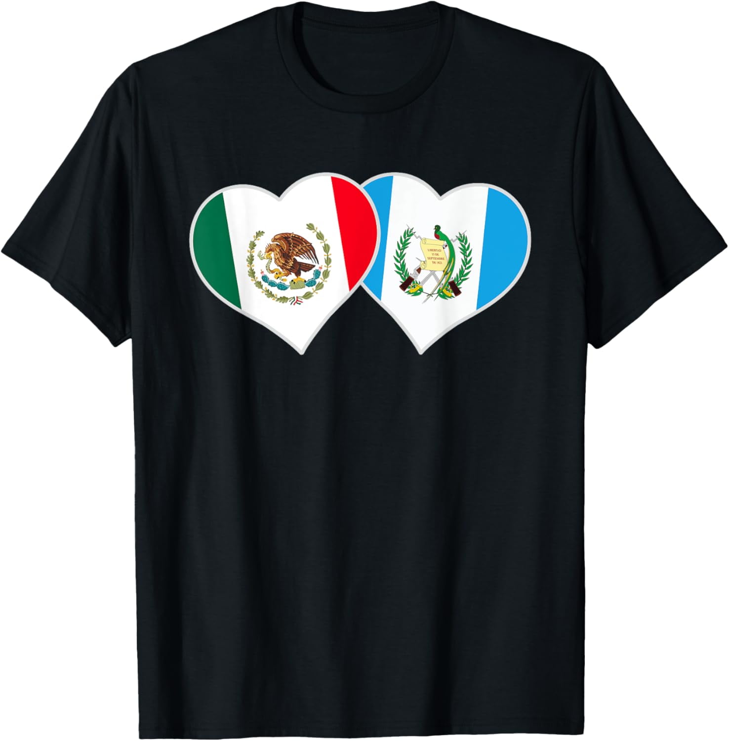 Mexican Guatemalan Flag Love Mexico Guatemala Heart T-Shirt - Walmart.com