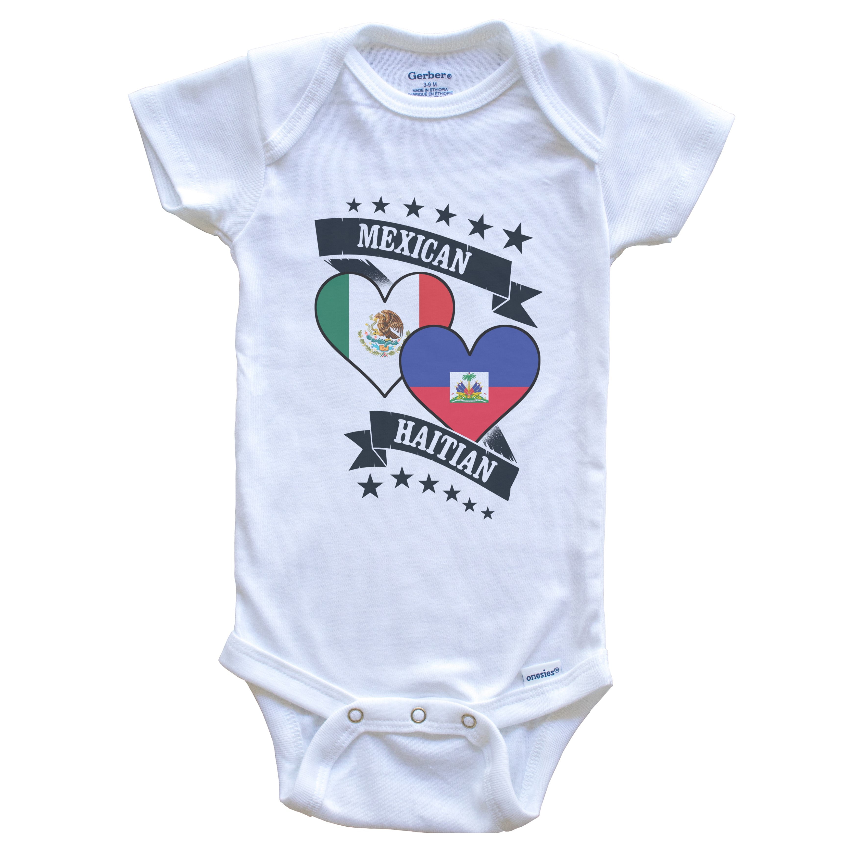 Mexican Haitian Heart Flags Mexico Haiti Baby Bodysuit, 0-3 months ...