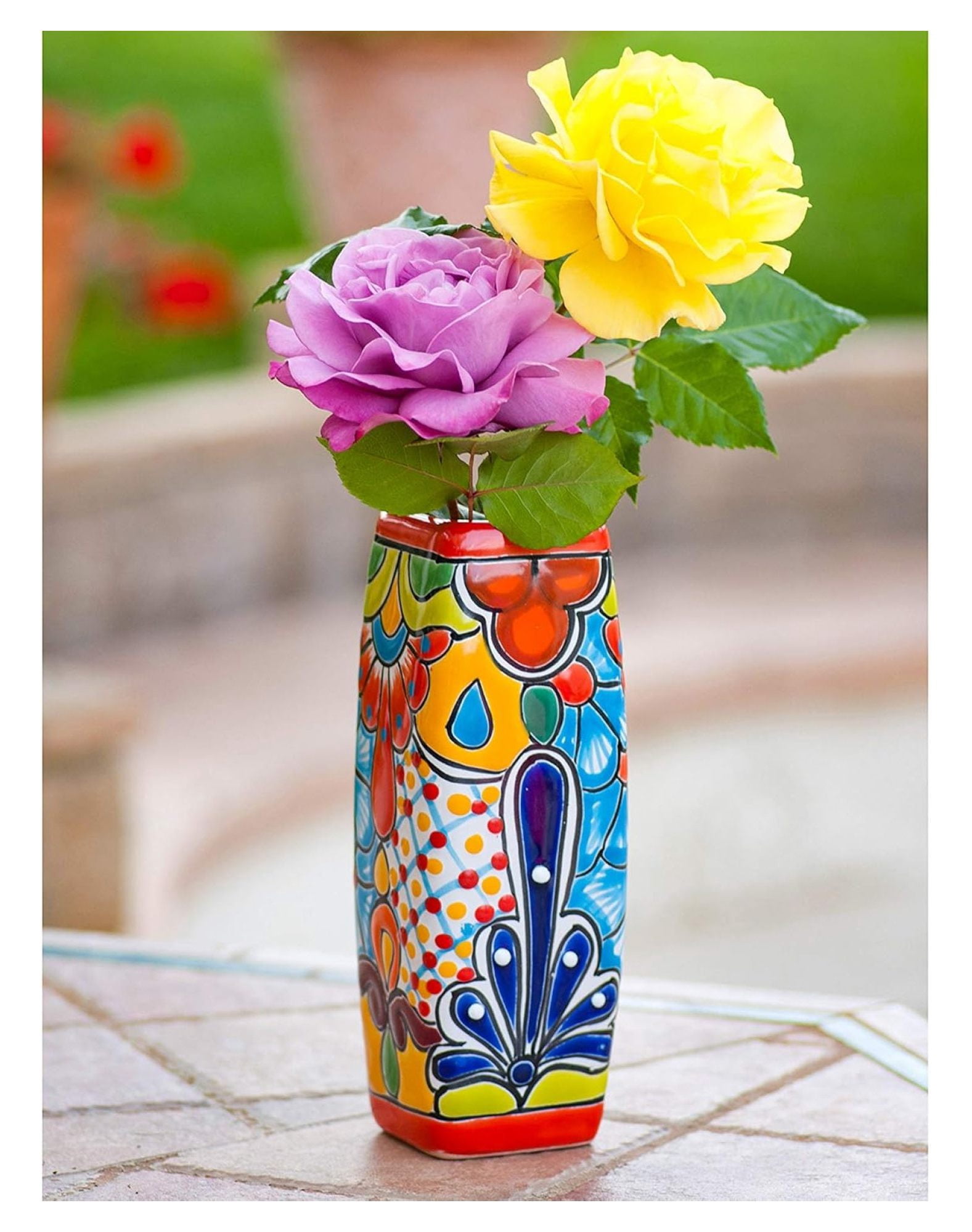 Mexican Handmade Talavera Ceramic Pottery Small Flower Vase Floral ...