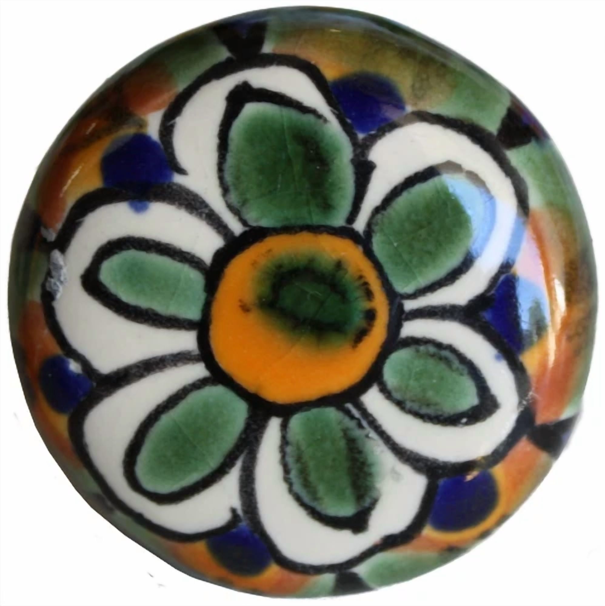 Mexican Handmade Talavera Ceramic Round Peacock Drawer Knob - Walmart.com