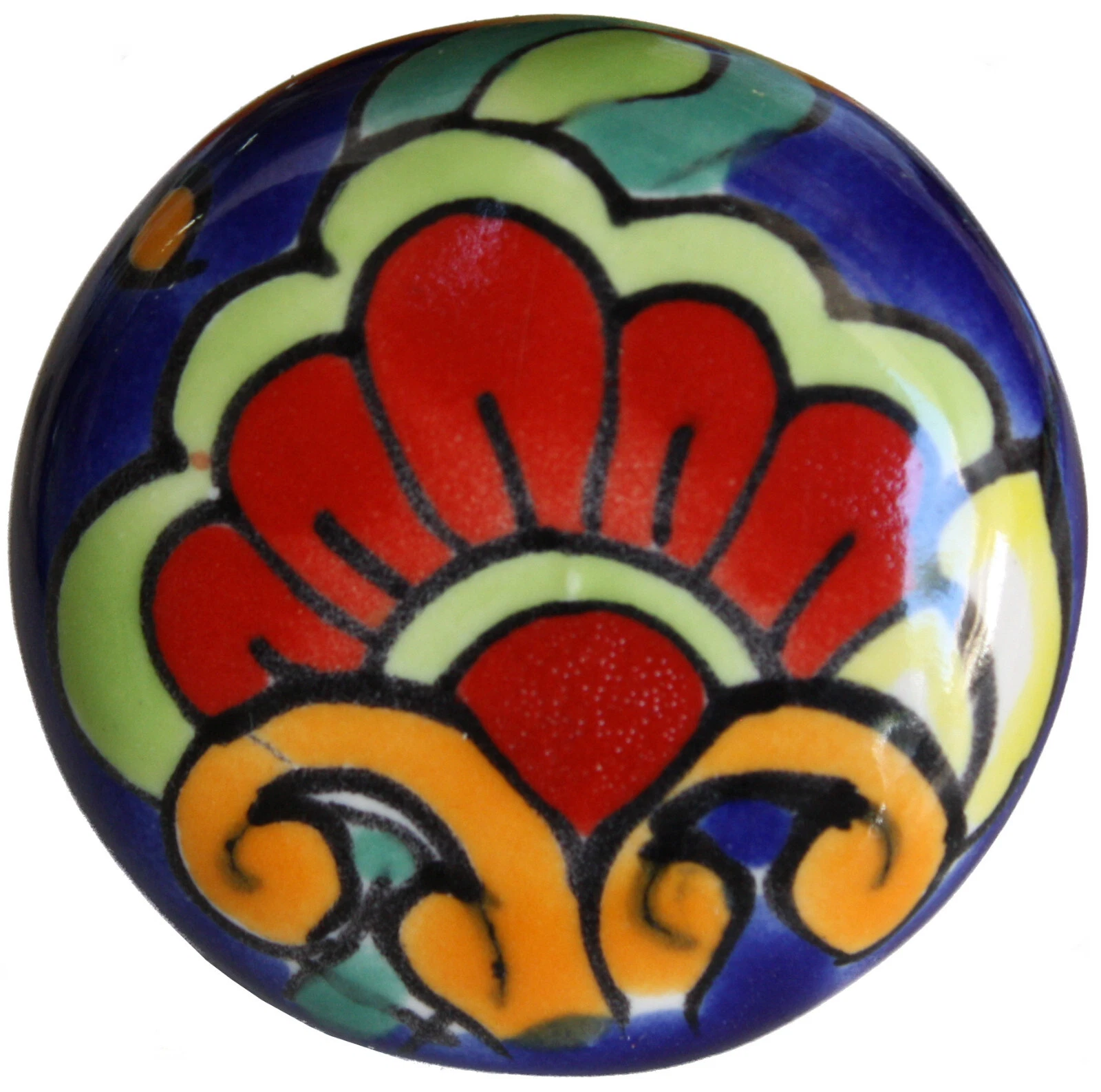 Mexican Handmade Talavera Ceramic Round Rainboe Drawer Knob - Walmart.com