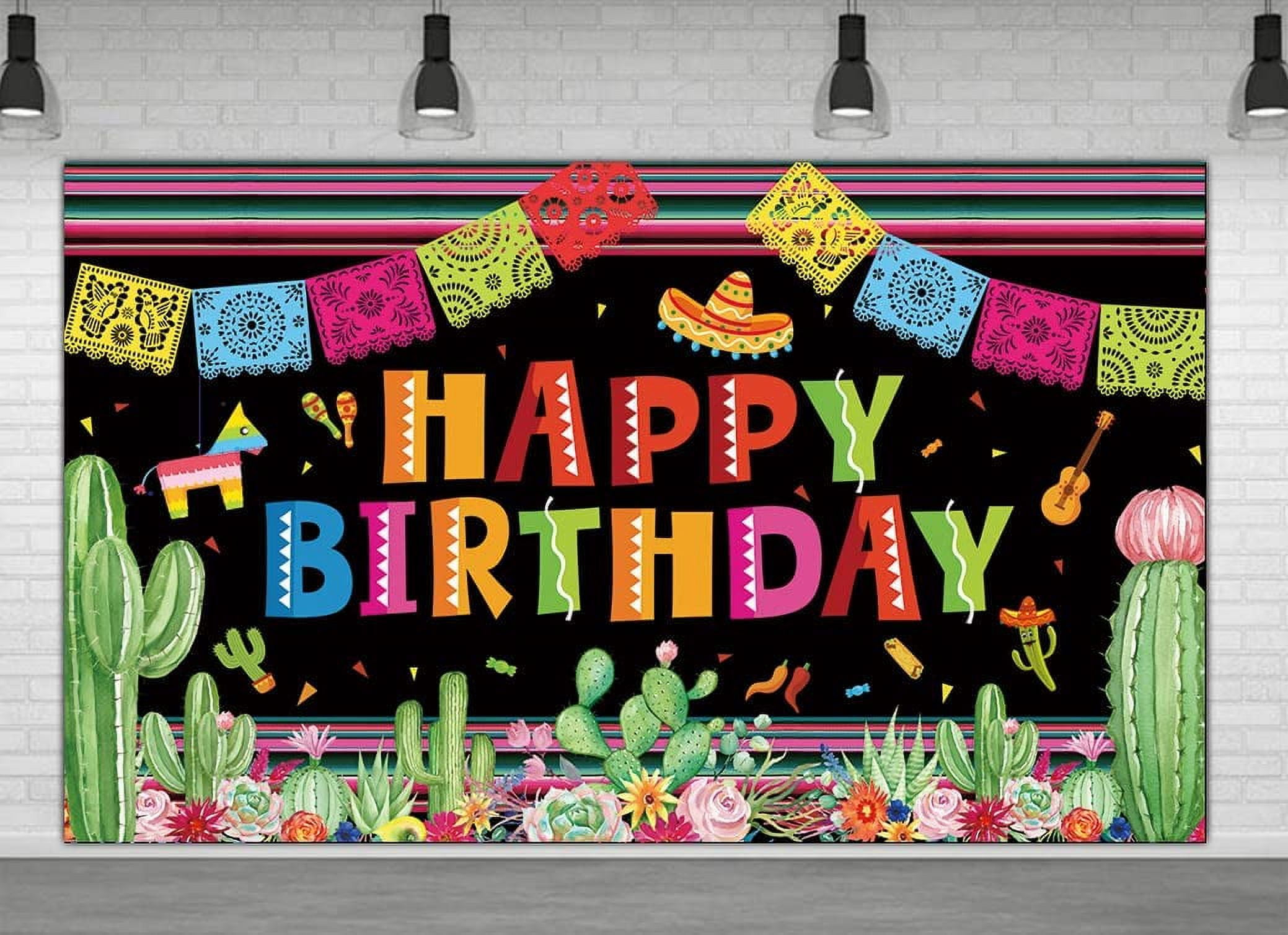 Mexican Happy Birthday Backdrop Mexican Fiesta Birthday Party Backdrop ...