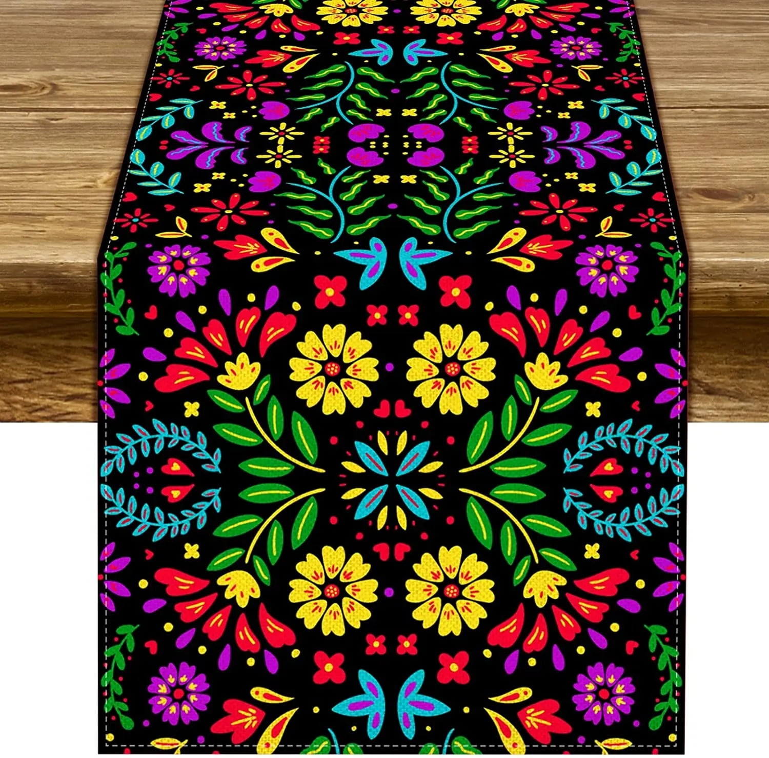 Mexican Linen Table Runner Cinco De Mayo Floral Fiesta Themed Party r ...