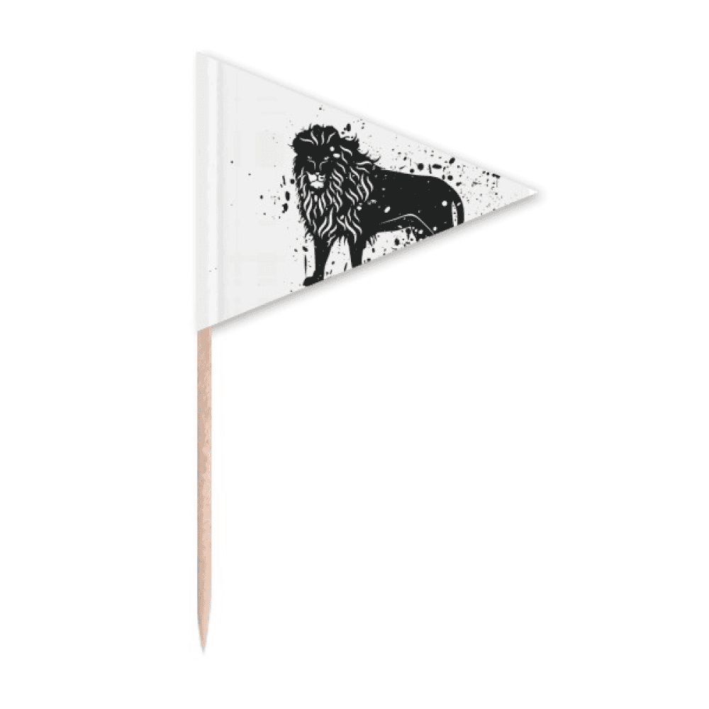 Mexican Lion Simple Black And White Toothpick Triangle Cupcake Toppers ...