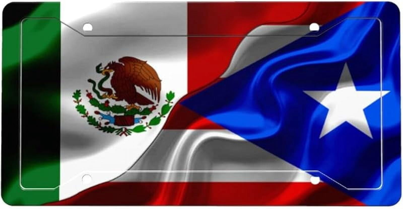 Mexican Mexico and Puerto Rico Puerto Rican Flag Front License Plate ...