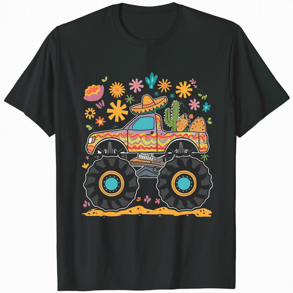 Mexican Monster Truck Taco Cinco De Mayo Party Boys Toddlers T-Shirt ...