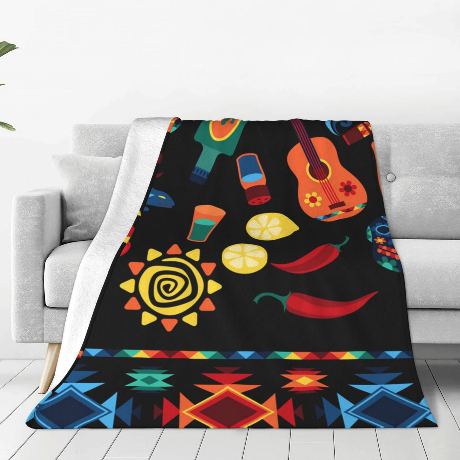 Mexican Native Ethnic Flannel Fleece Throw Blanket Cozy Plush for ...
