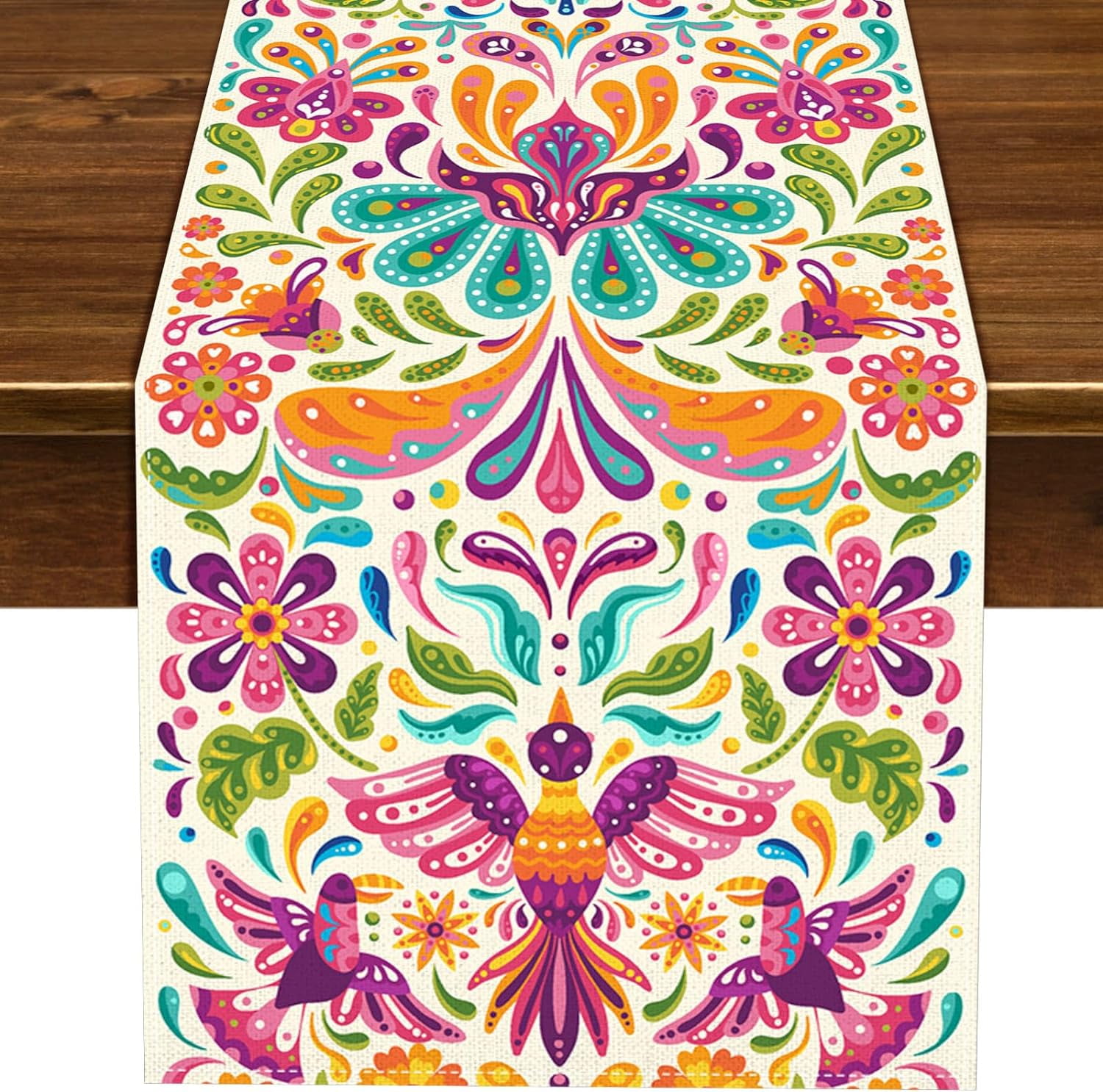 Mexican Otomi Linen Table Runner Mexico Cinco De Mayo Fiesta Party r ...