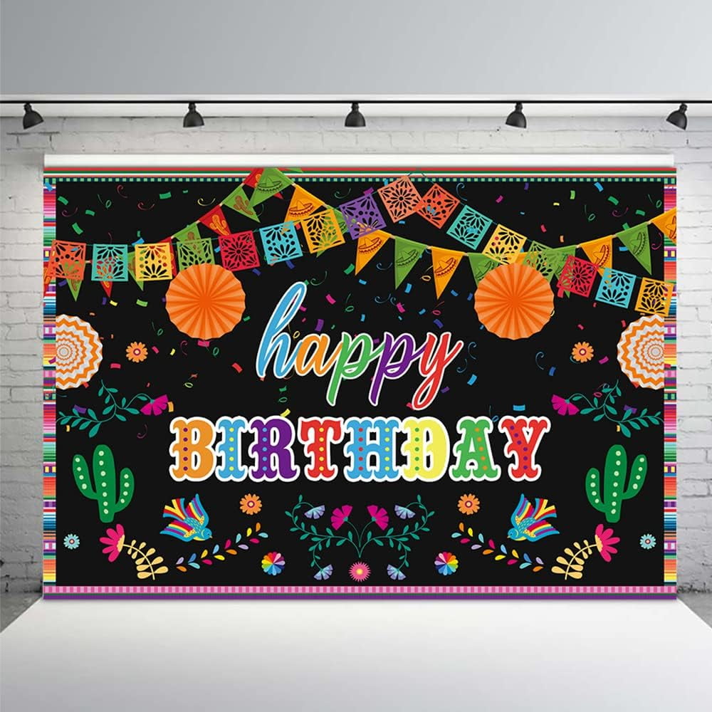 Mexican Party Backdrop Happy Birthday Fiesta Party Decorations Supplies ...