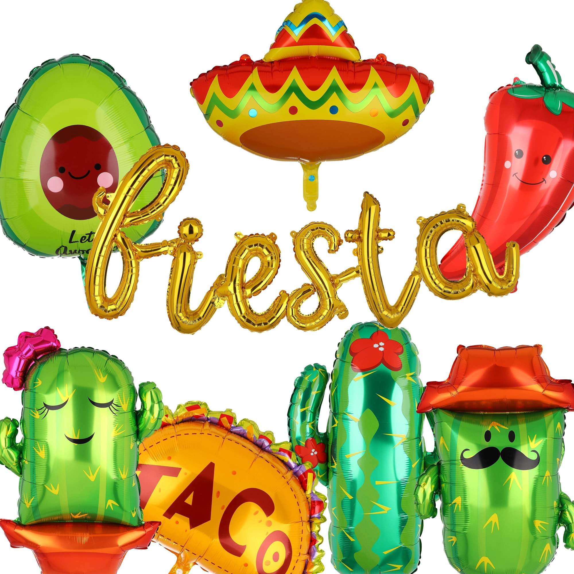 Mexican Party Decor Fiesta Balloons Taco Llama Cactus Avocado Chili ...