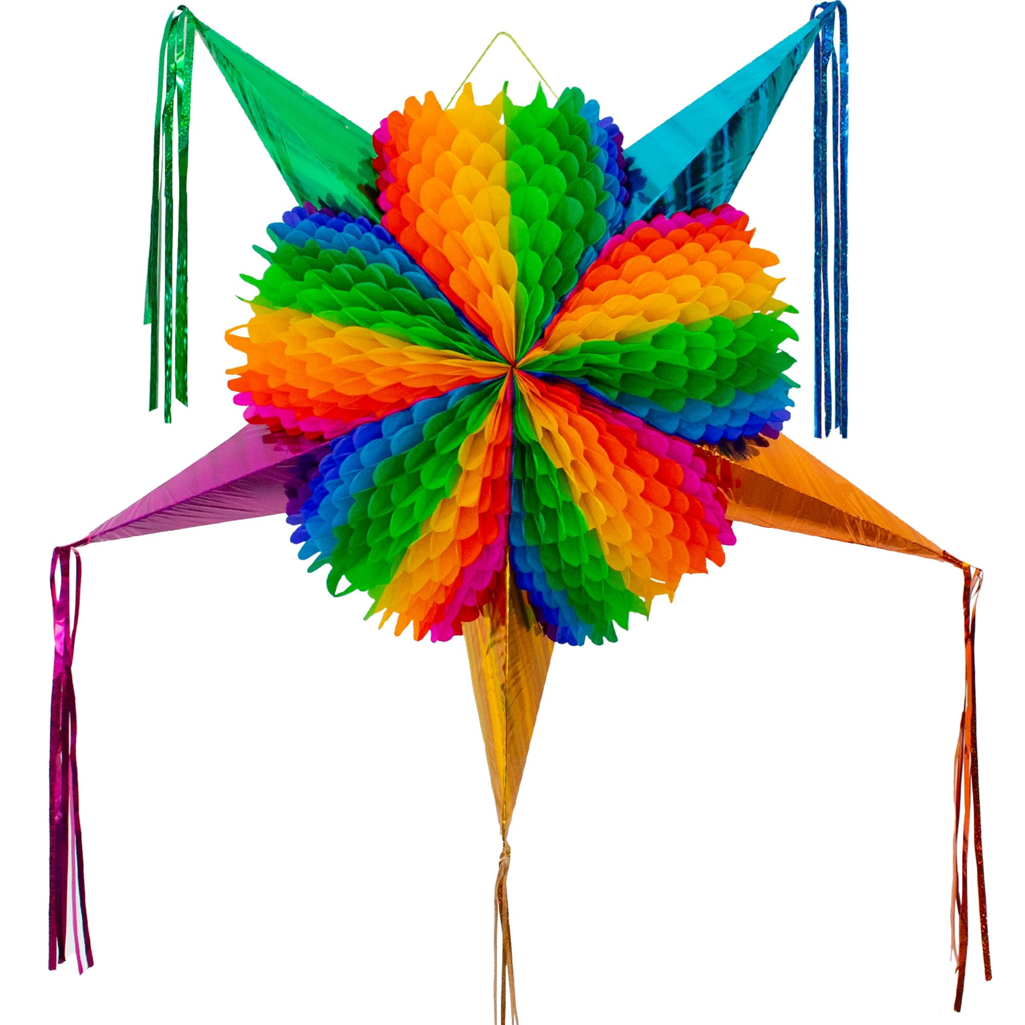 Mexican Piñata (X-Large 34 inches) - Rainbow Pinata - Authentic Handmade Foldable Large Pinata ...