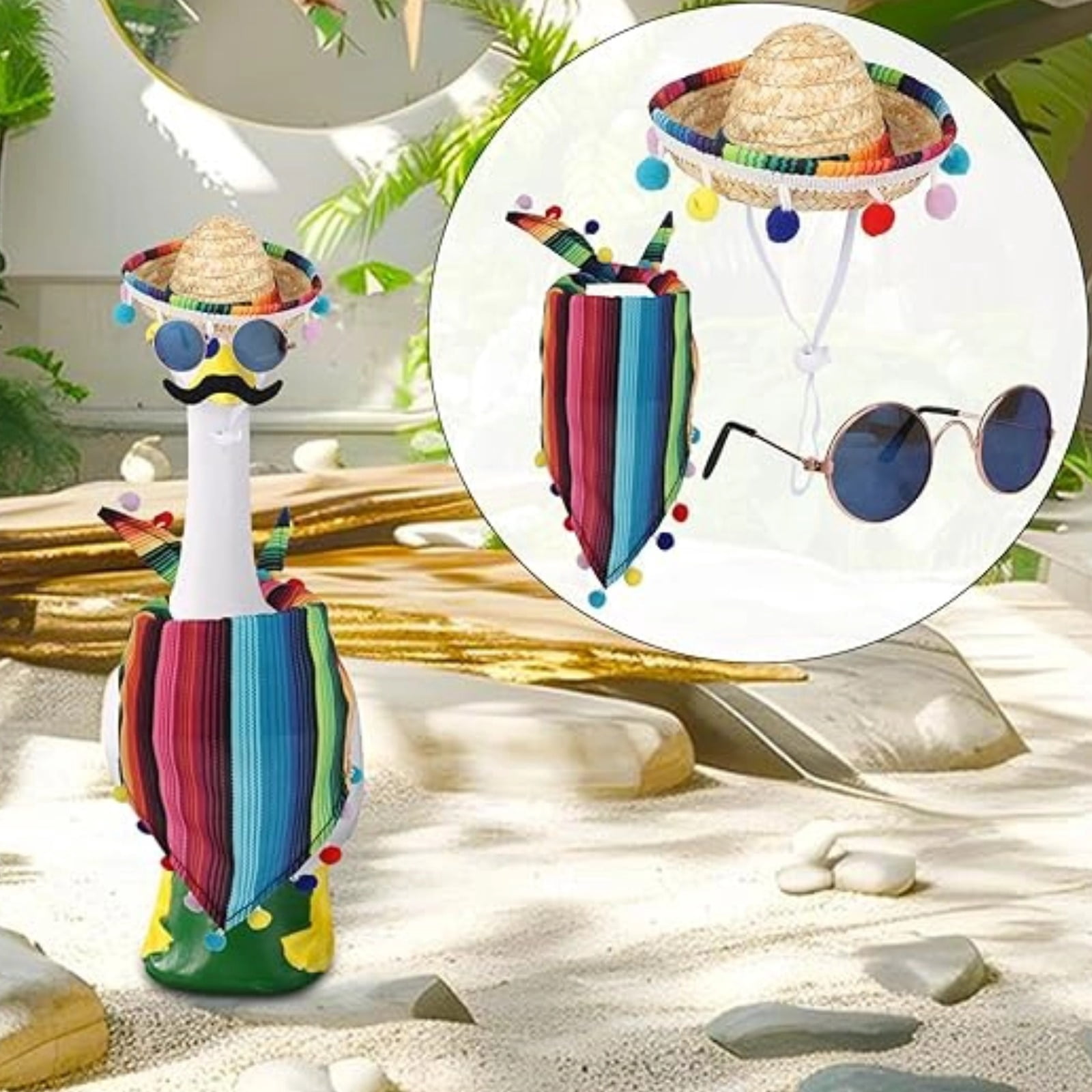 Mexican Porch Goose Carnival Outfits For 23"/ 17" Lawn Goose Statue ...