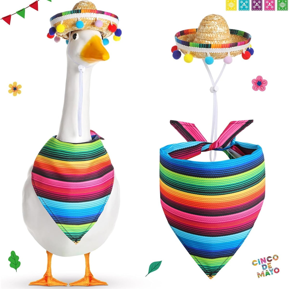 Mexican Porch Goose Outfits for Plastic 23"/ 17'' Lawn Goose Statue ...