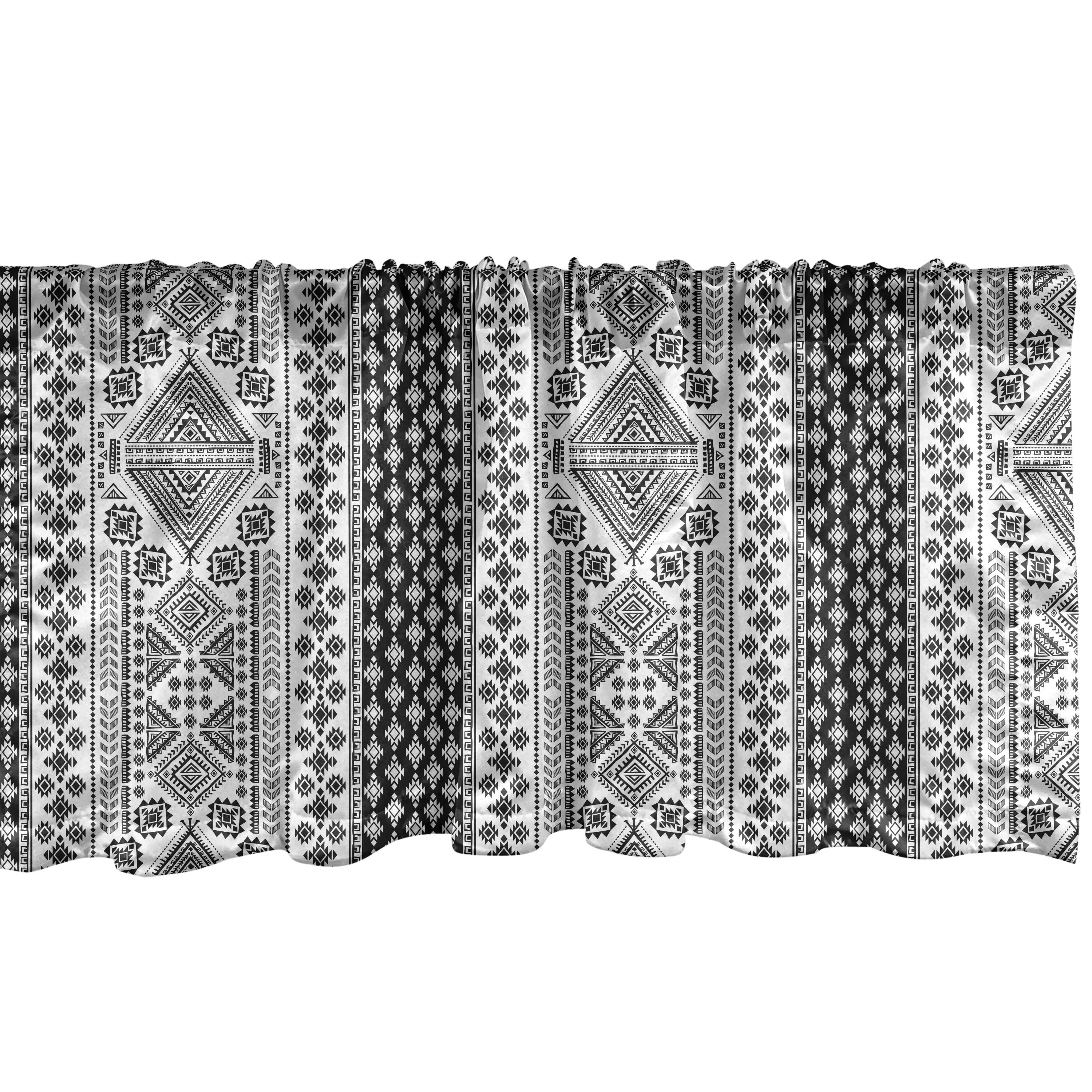 Mexican Print Window Valance Pack Of 2 Monochrome Vertical Layout Of
