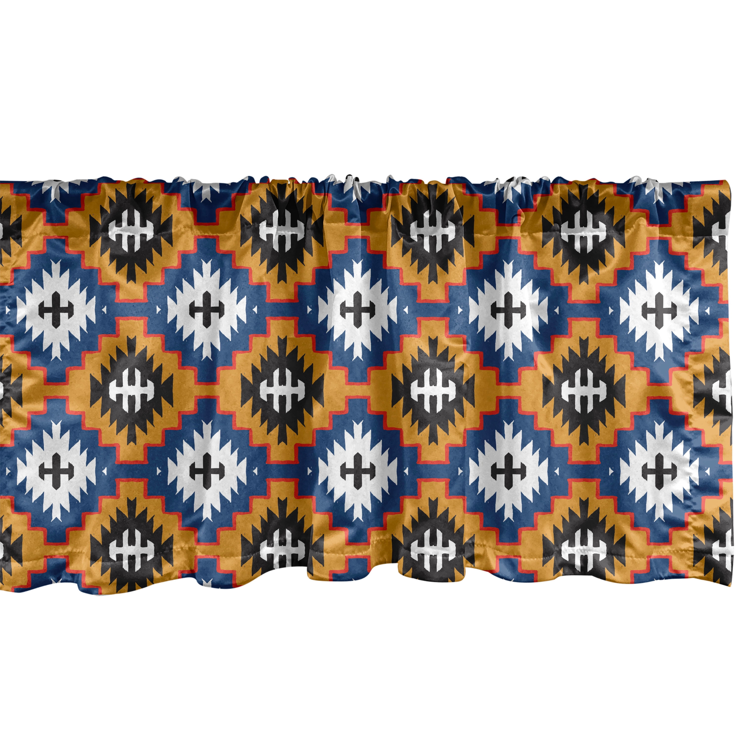 Mexican Print Window Valance Pack Of 2 Simplistic Ethnic Art Style