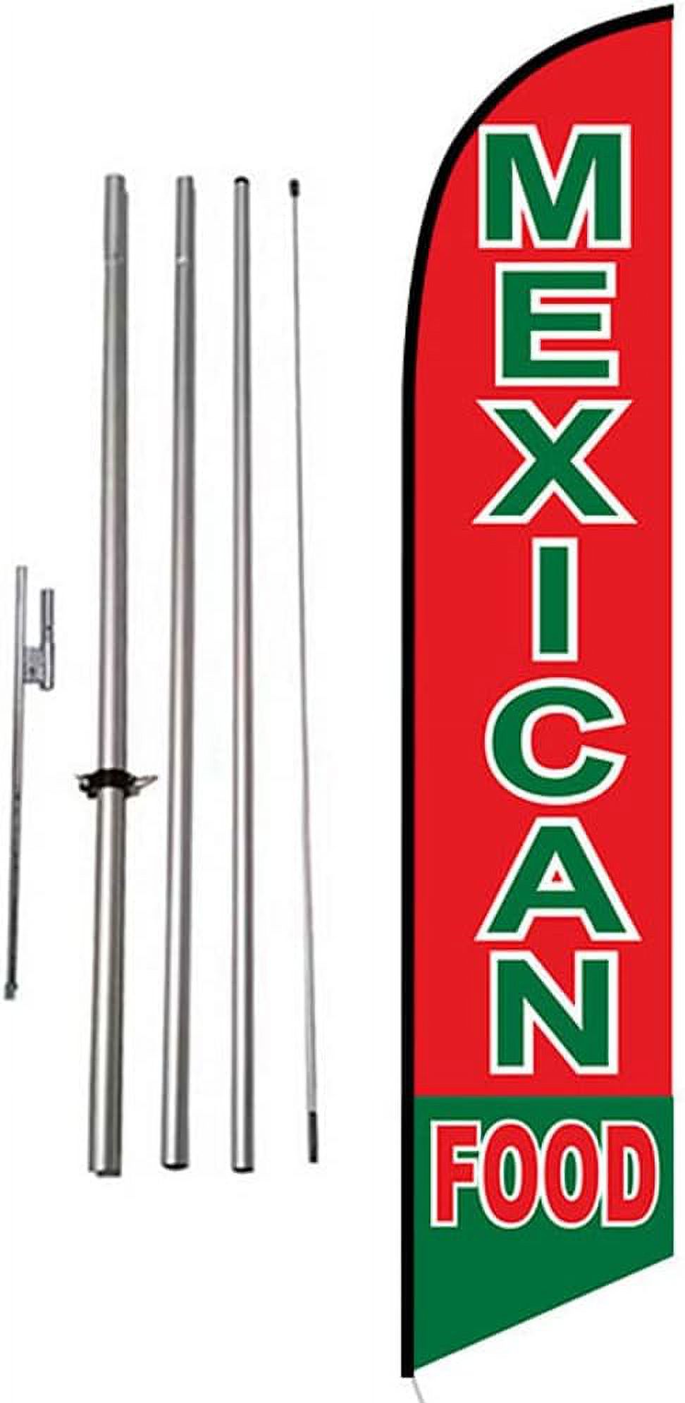 Mexican Restaurant Advertising Banner Swooper Flag Sign with Flag Pole ...