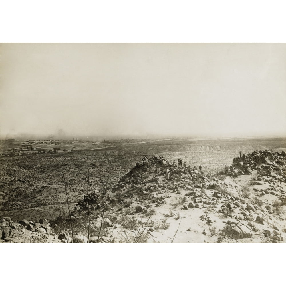 Mexican Revolutionary Soldiers On Mountain Ridge With View Of El Paso ...
