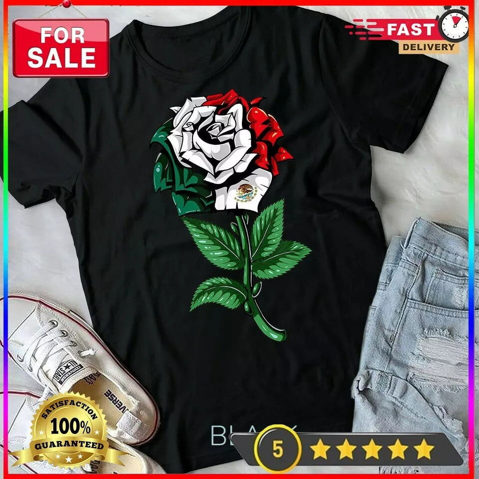 Mexican Rose Mexico Flag Mexican - Unisex Form T-Shirt - Walmart.com