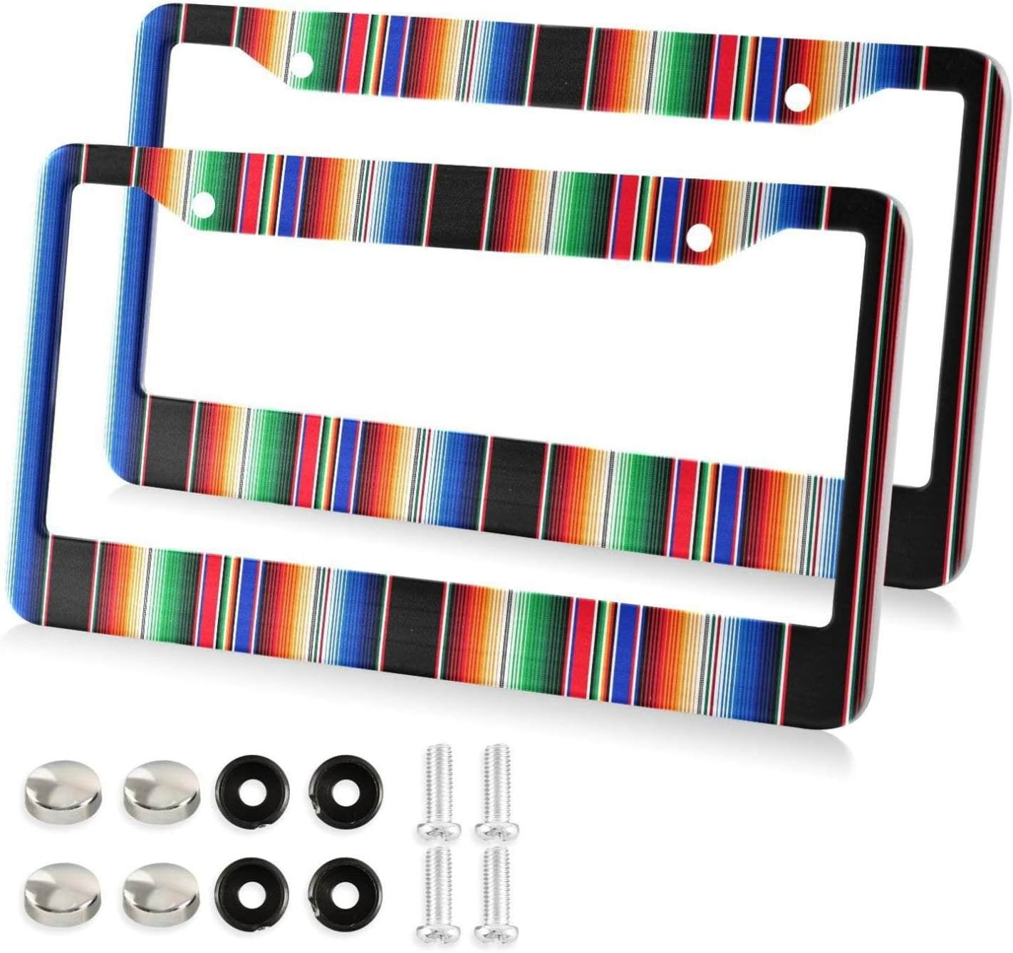 Mexican Serape Blanket Stripes License Plate Frame, Decorative Aluminum ...