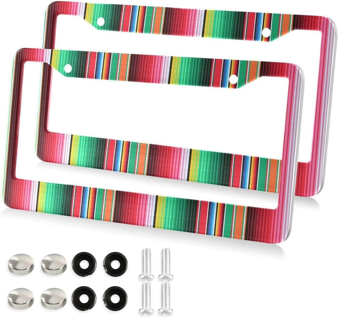 Mexican Serape Blanket Stripes License Plate Frame, Decorative Aluminum ...