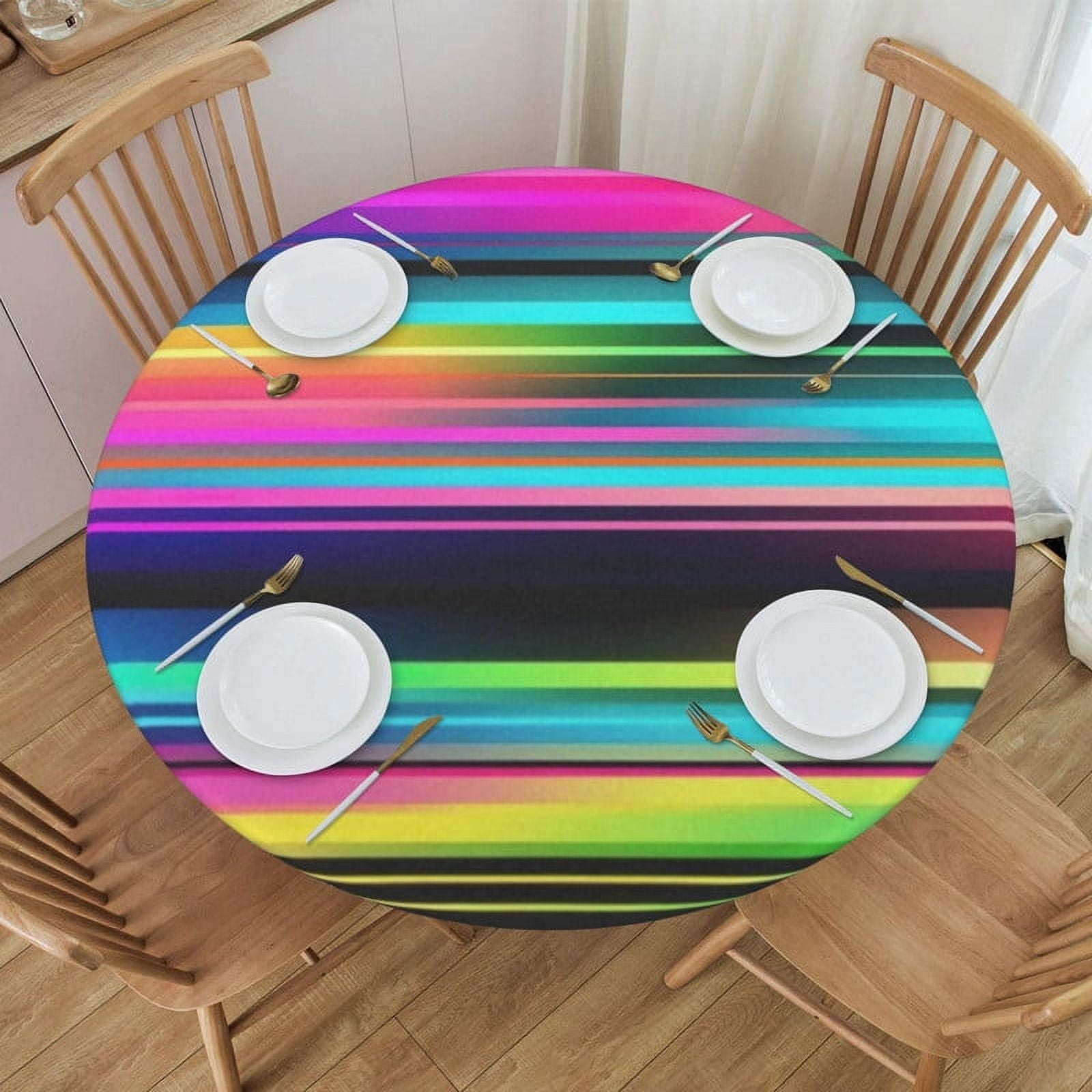 Mexican Serape Blanket Stripes Round Fitted Tablecloth with Elastic ...