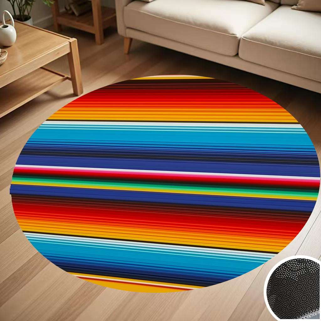 Mexican Serape Round Carpet Living Room Bedroom Home Decoration Coffee ...