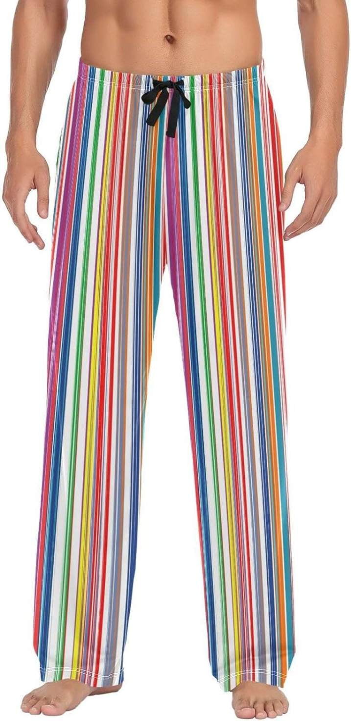 Mexican Serape Stripes Ghost Pajama Pants, Men's Lounge Pants Light ...