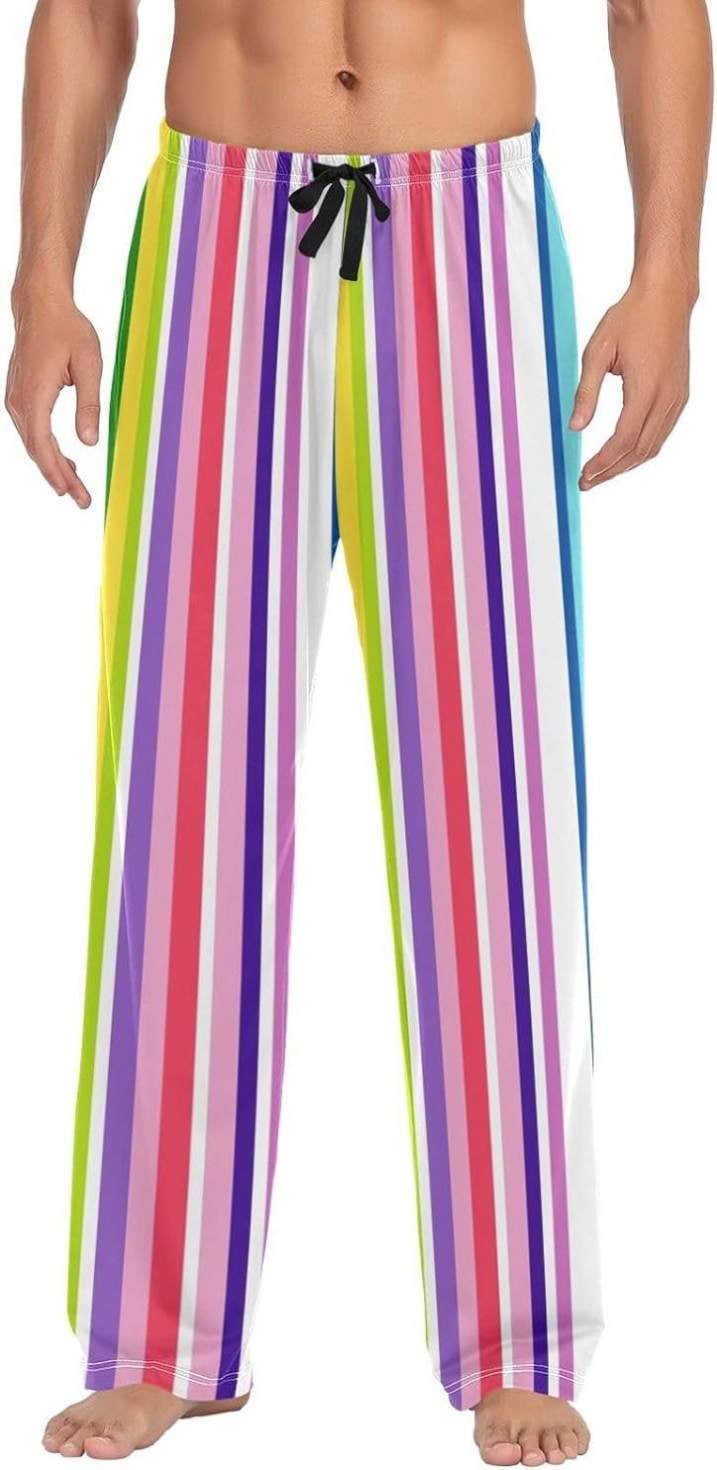 Mexican Serape Stripes Ghost Pajama Pants, Men's Lounge Pants Light ...
