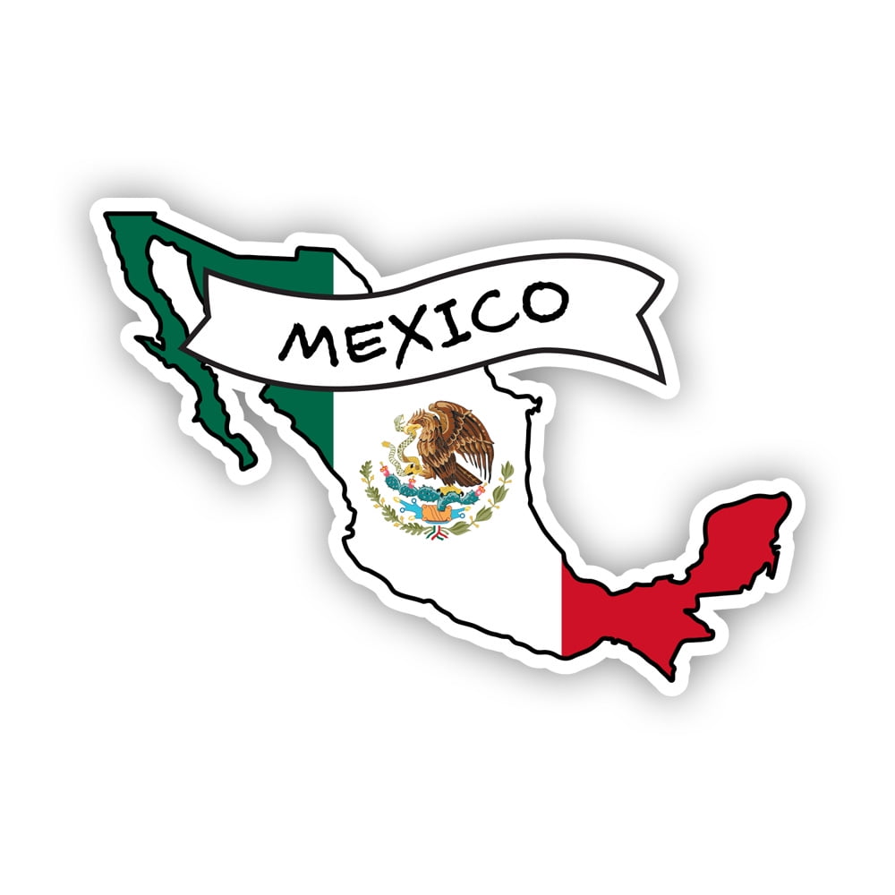 Mexican Shaped Mexico Flag Sticker Decal - Self Adhesive Vinyl - Weatherproof - Made in USA ...