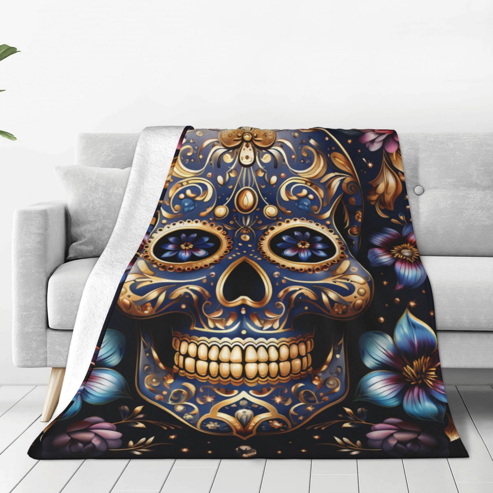 Mexican Skull Day Of The Dead Cool Throw Blanket Super Soft Lightweight ...
